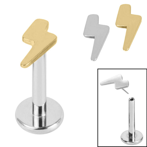 Titanium Threadless Labrets - Titanium (Bend-fit) Lightning Bolt – bodyjewellery.co.uk