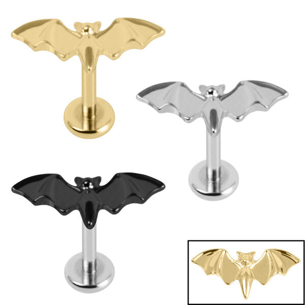 Titanium Internally Threaded Labrets 1.2mm - Titanium Flying Vampire B – bodyjewellery.co.uk