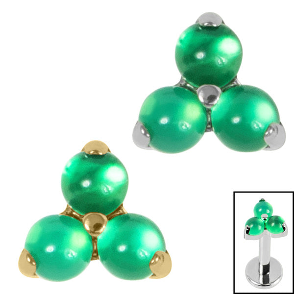 Titanium Claw Set Aventurine Trinity stone top for Internal Thread sha – bodyjewellery.co.uk