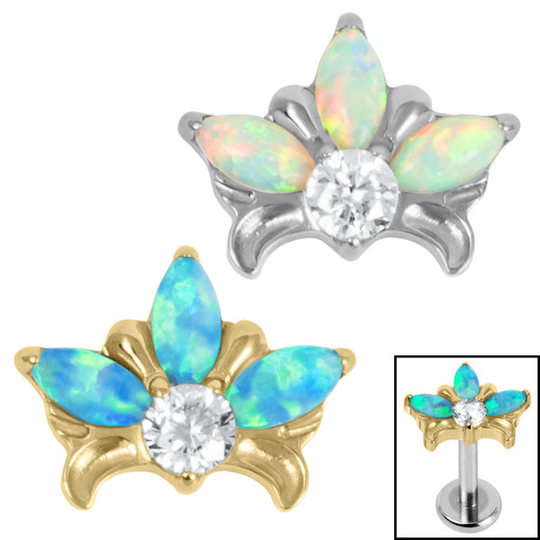 Titanium Claw Set Opal and Jewel Water Lily for Internal Thread shafts – bodyjewellery.co.uk