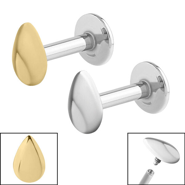 Titanium Internally Threaded Labrets 1.2mm - Steel Plain Teardrop – bodyjewellery.co.uk