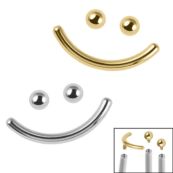 Titanium Smiley Face Pack for Internal Thread shafts in 1.2mm – bodyjewellery.co.uk