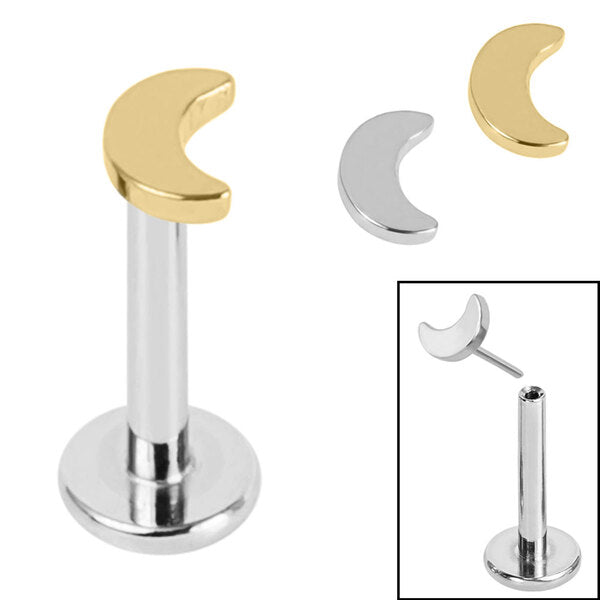 Titanium Threadless Labrets - Titanium (Bend-fit) Crescent Moon ...