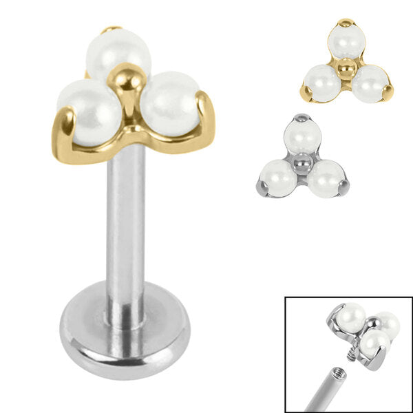 Titanium Internally Threaded Labrets 1.2mm - Titanium Claw Set Pearl T ...