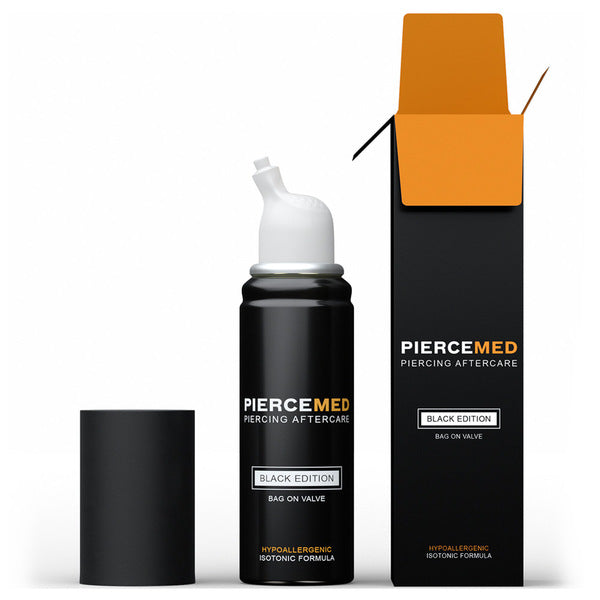 Piercemed Piercing Aftercare Sterile Saline Spray - Black Edition ...
