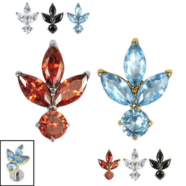 Titanium Claw Set Jewelled Lotus Solitaire Drop for Internal Thread sh ...