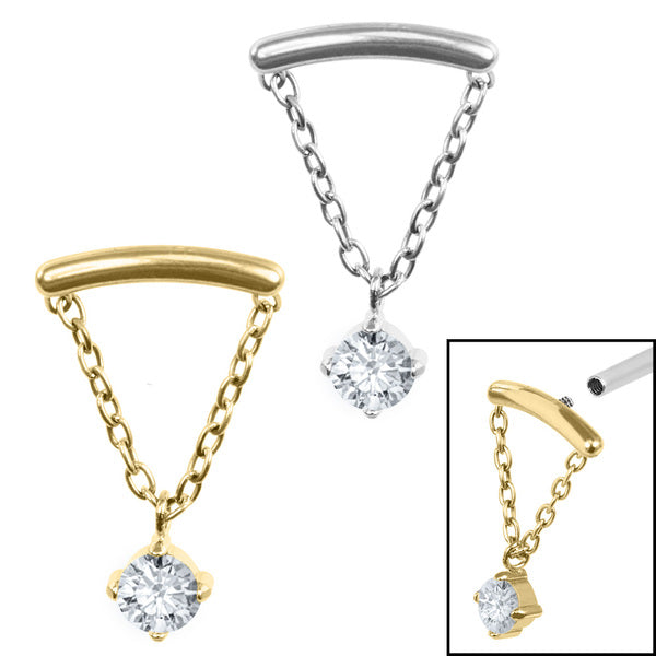 Titanium Internal Concealed Jewelled Chain Top – TDI Body Jewellery