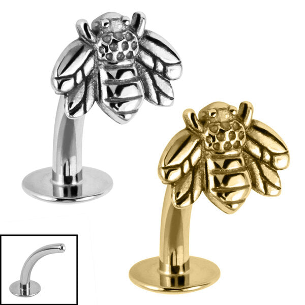 Titanium Threadless Floating Navel Bar - Steel Honey Bee 1.6mm ...