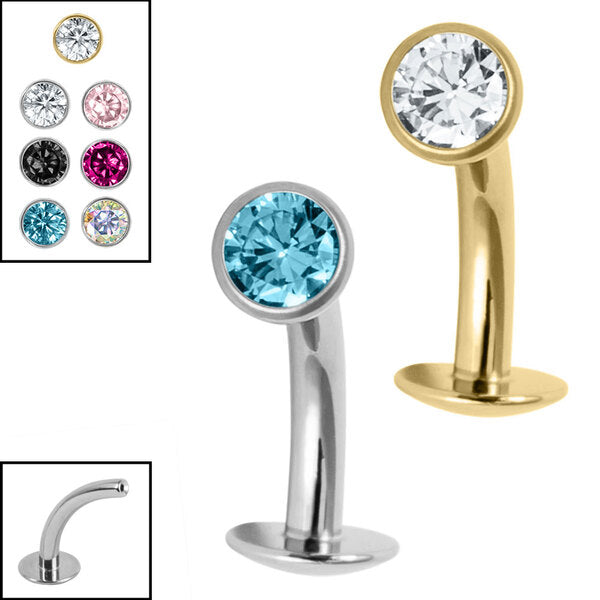 Titanium Threadless Floating Navel Bar - Titanium Bezel Set Jewelled B ...