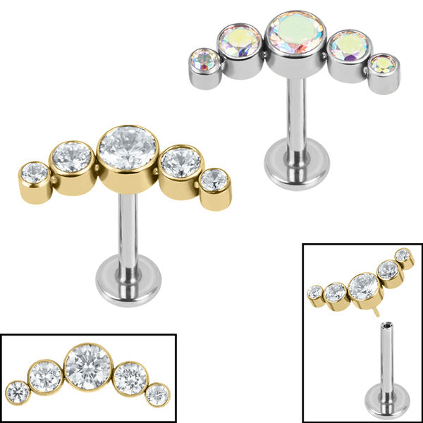 Titanium Threadless Labrets - Titanium (Bend-fit) (Infinity) Bezel Set ...