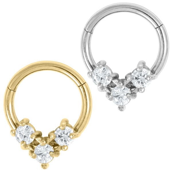 Steel Claw Set Jewelled Triangle Hinged Clicker Ring – bodyjewellery.co.uk