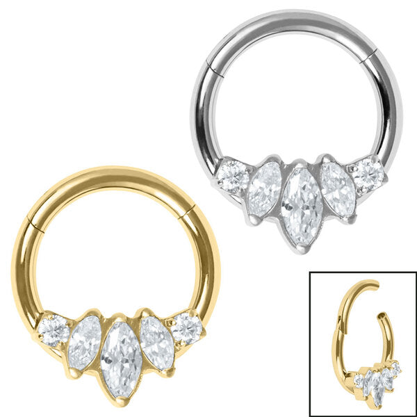 Titanium Claw Set Marquise Fan Hinged Clicker Ring – bodyjewellery.co.uk