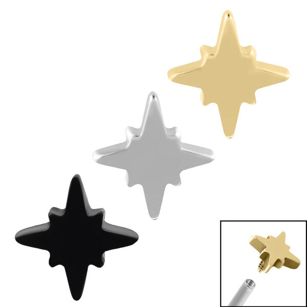 Steel Astral Star for Internal Thread shafts in 1.2mm – bodyjewellery.co.uk