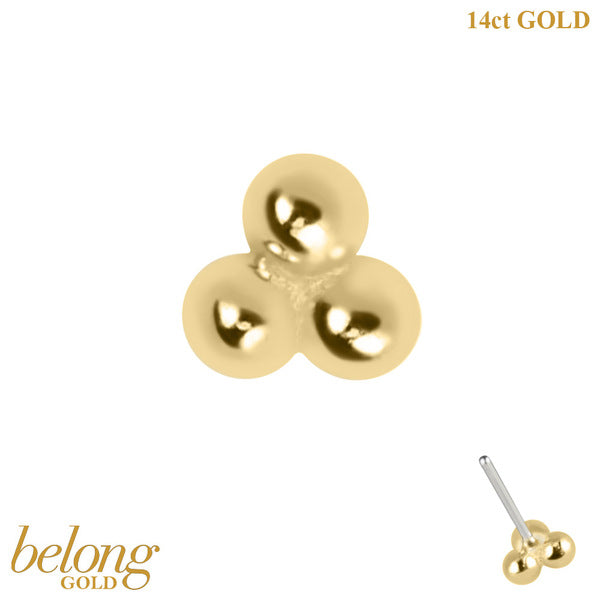 belong 14ct Solid Gold Threadless (Bend fit) Asia Trinity ...