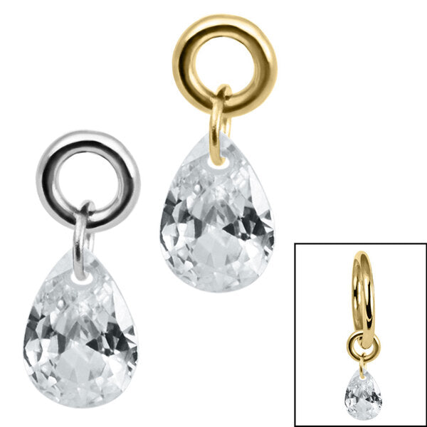 Titanium Charm - Floating Teardrop Gem – bodyjewellery.co.uk