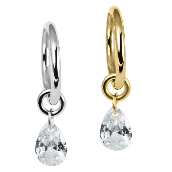 Titanium Hinged Segment Ring with Titanium Floating Teardrop Gem Charm ...