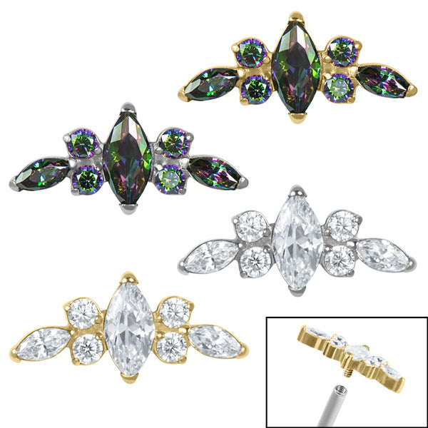 Titanium Claw Set Jewelled Tiara for Internal Thread shafts in 1.2mm ...