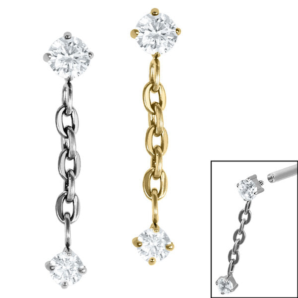 Titanium Claw Set Double Jewelled Drop Chain for Internal Thread shaft ...